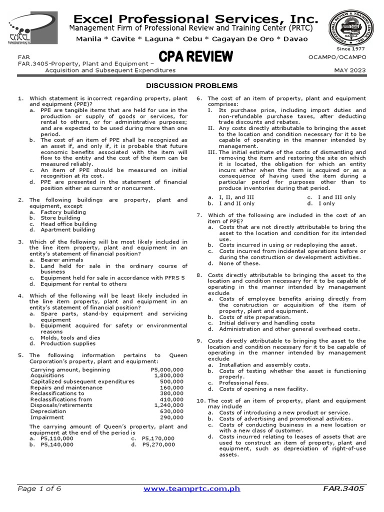 FAR.3405 PPE-Acquisition and Subsequent Expenditures | PDF | Cost ...