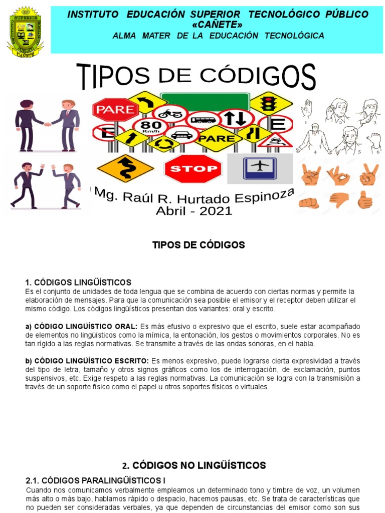 Clase #2 Tipos de Códigos - 21 | PDF | Comunicación | Comunicación no verbal