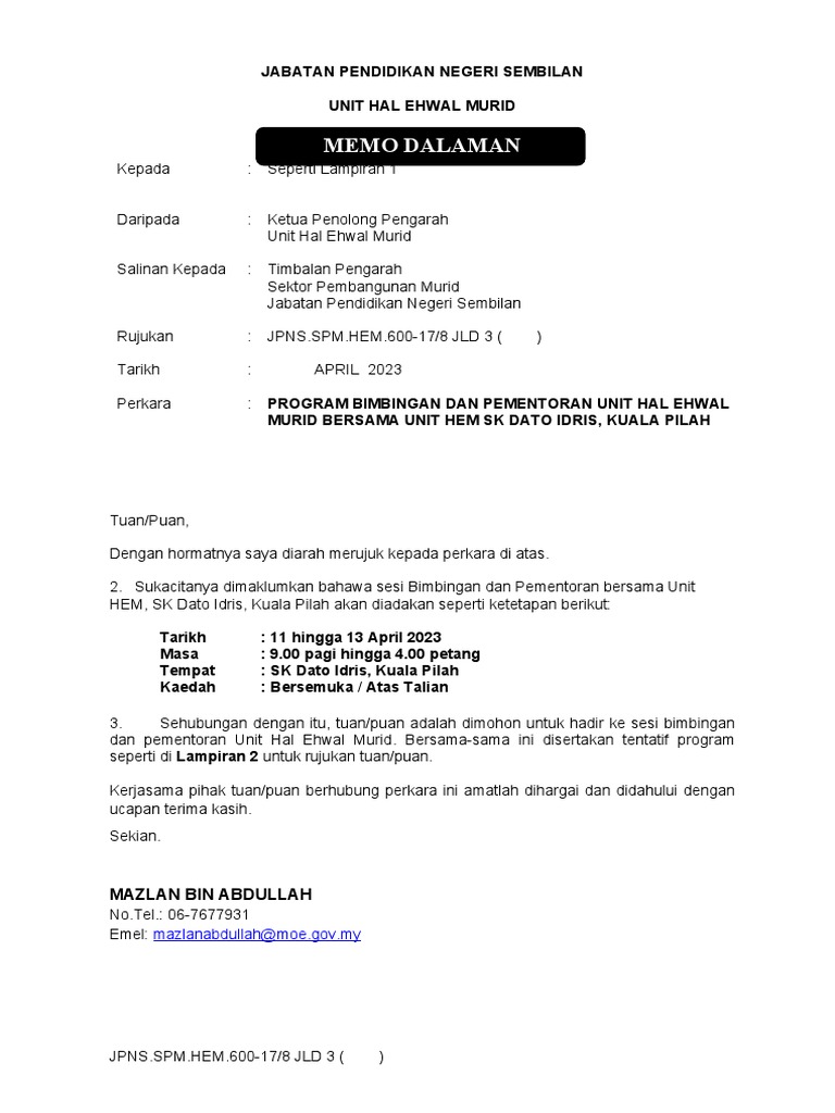 Program Bimbingan HEM SK Dato Idris | PDF