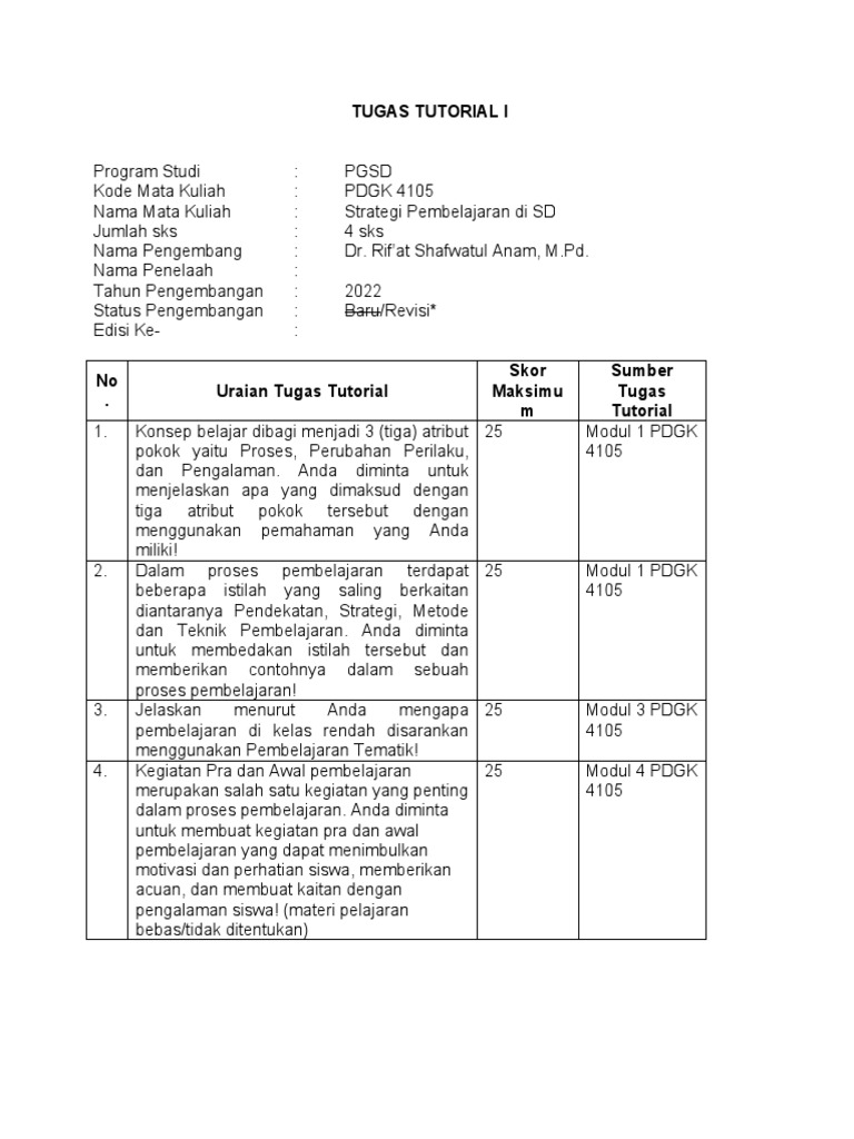 Roni - Tugas 1 - Strategi Pembelajaran Di SD | PDF | Pengembangan Diri | Sains & Matematika