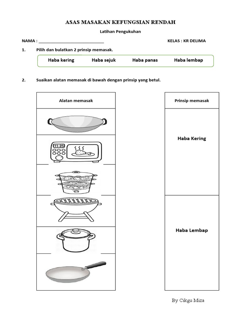 ASAS MASAKAN KR Latihan Prinsip Memasak | PDF