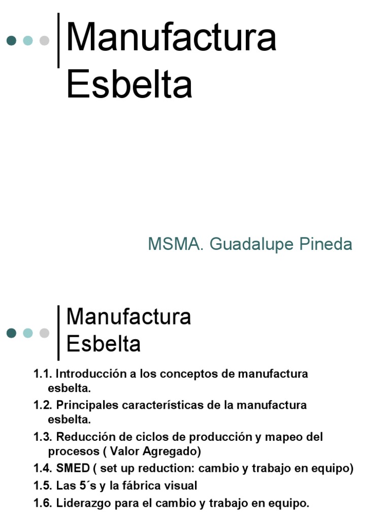 Manufactura Esbelta | Descargar gratis PDF | Lean Manufacturing | Producción y fabricación