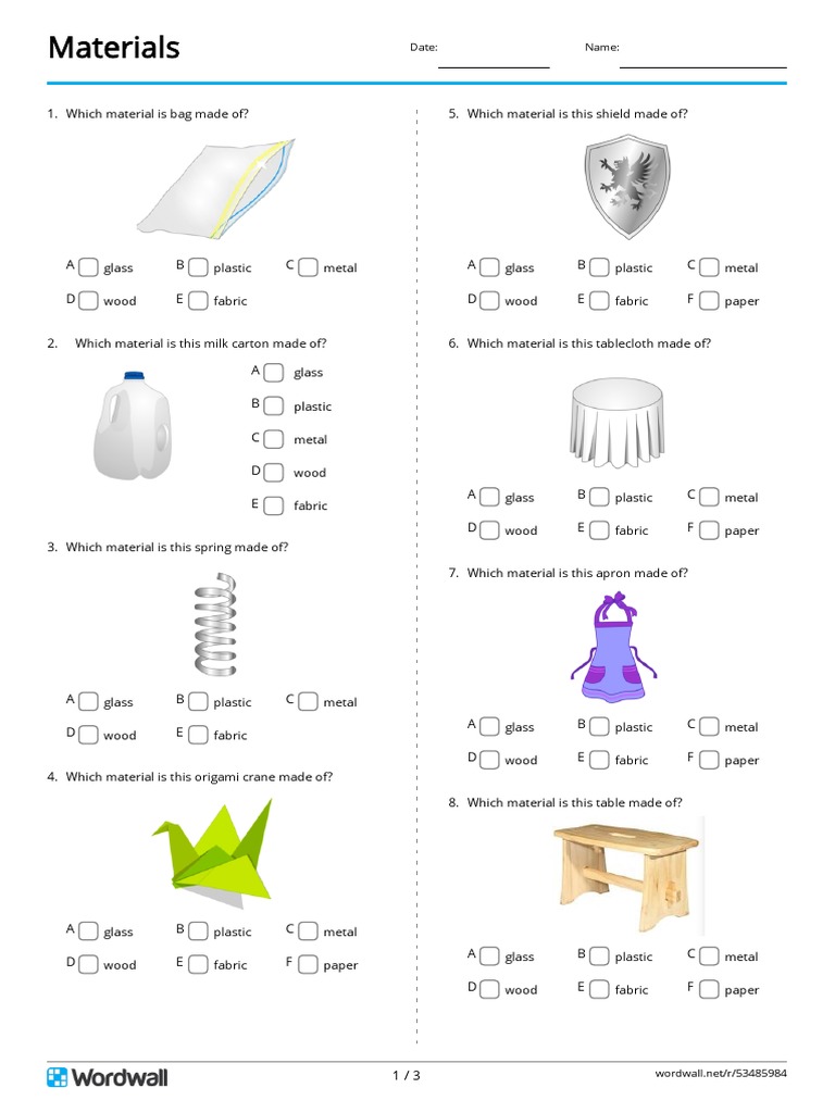 Materials Quiz | PDF
