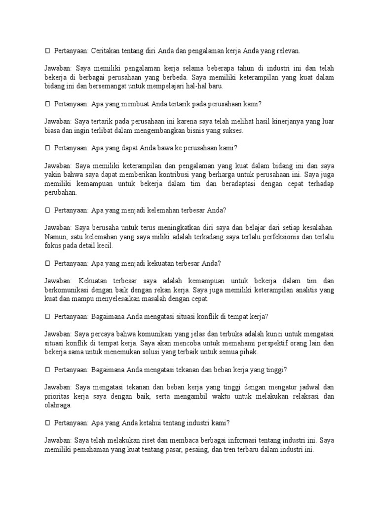 Pertanyaan Dan Jawaban Interview Staff Pajak | PDF