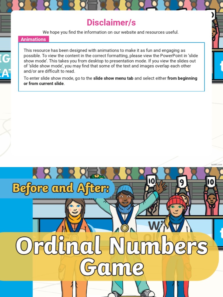 ORDINAL NUMBERS GAME | PDF