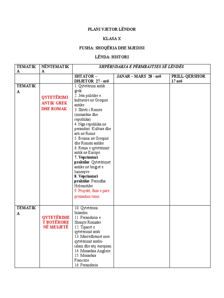 Plani Histori 10 Ma3gai | PDF