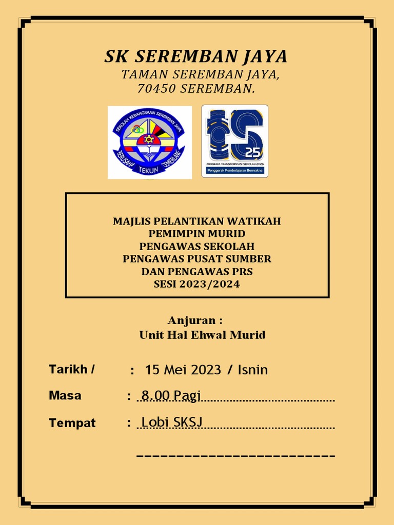 Buku Program Watikah Pelantikan SKSJ | PDF