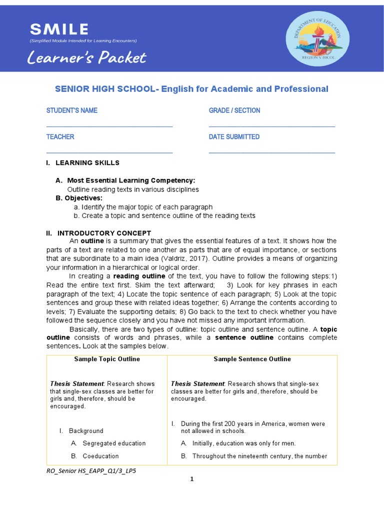 EAPP Grade-11-12 S1-2 Q1-3 LP-5 | PDF
