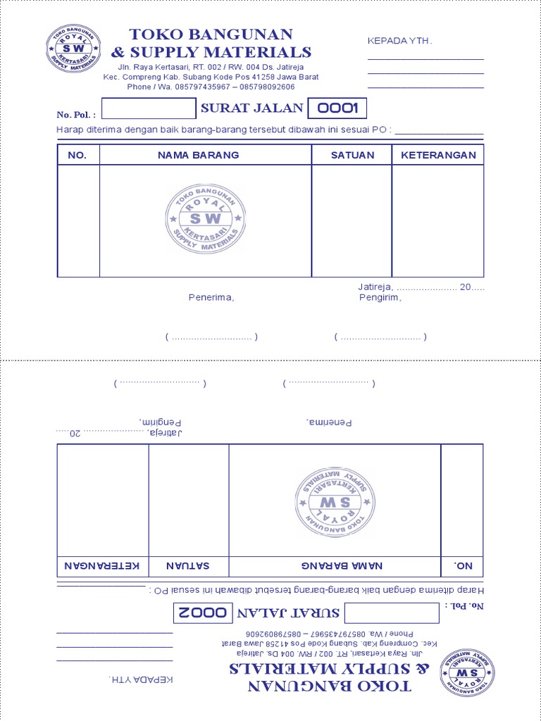 Nota Toko Bangunan Ds. Jatireja | PDF