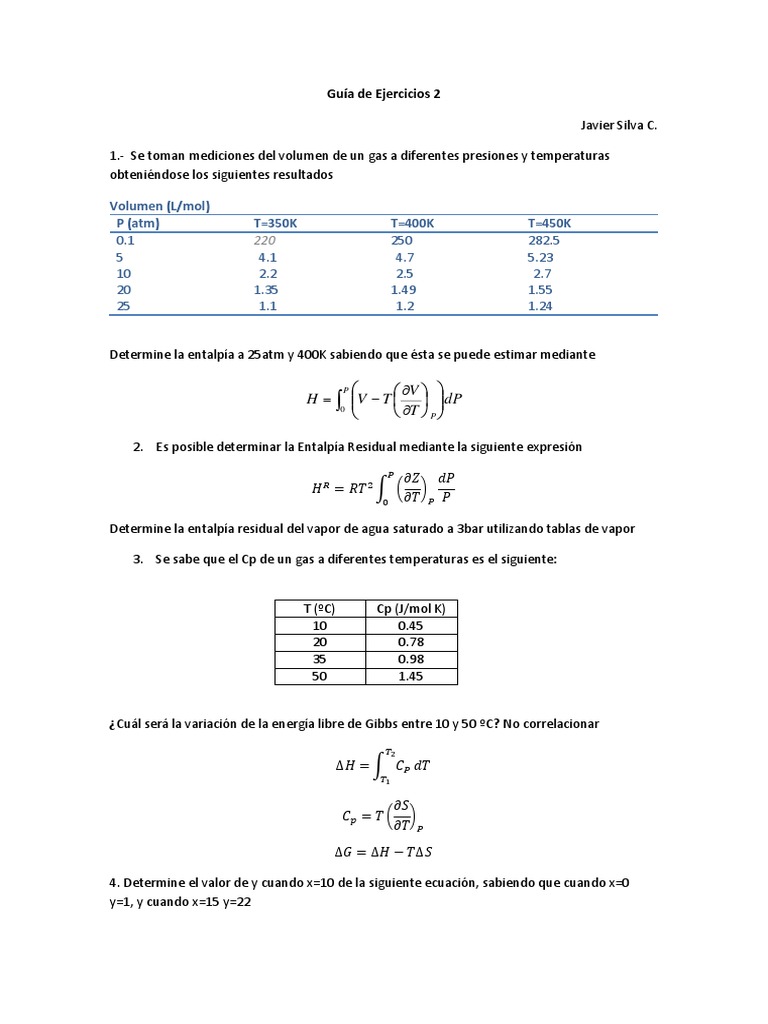 Guía de Ejercicios 2 | PDF | Temperatura | Calor Guía de Ejercicios 2 | PDF | Temperatura | Calor