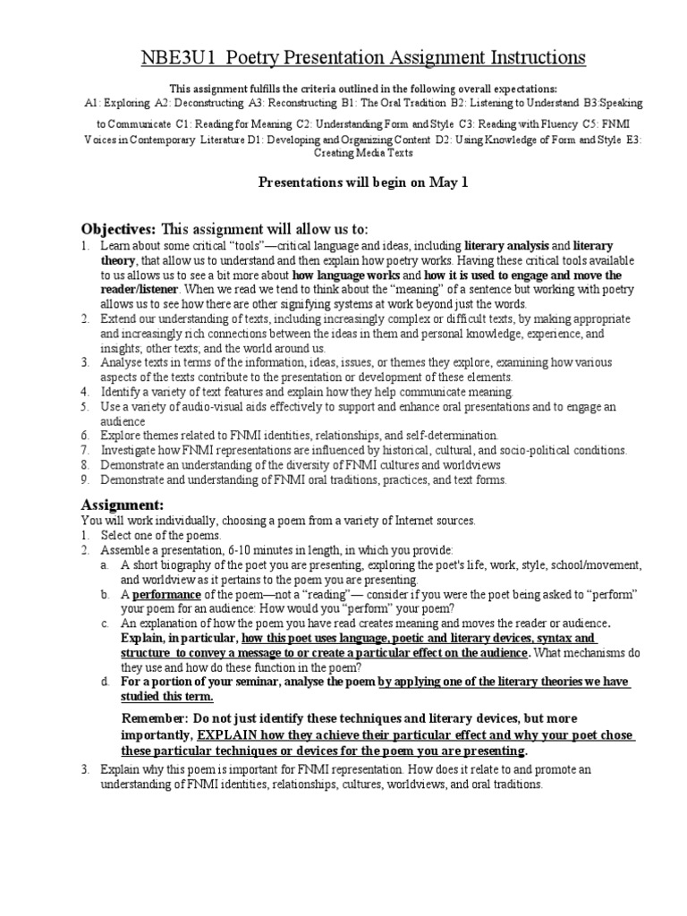 NBE Poetry Assignment | PDF | Poetry | Knowledge