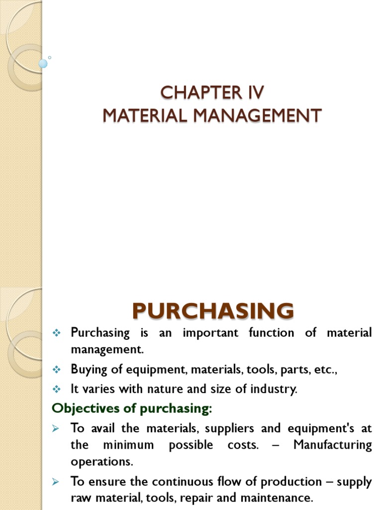 Chapter IV Material Management | PDF | Procurement | Inventory