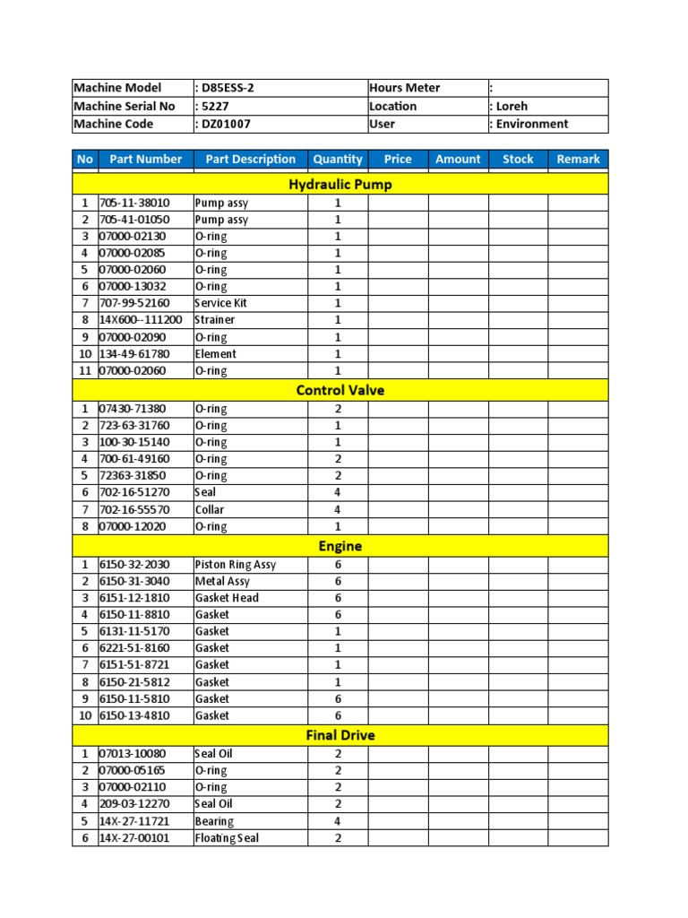 Hydraulic Pump, Control Valve, Engine, and Final Drive Part Replacement ...