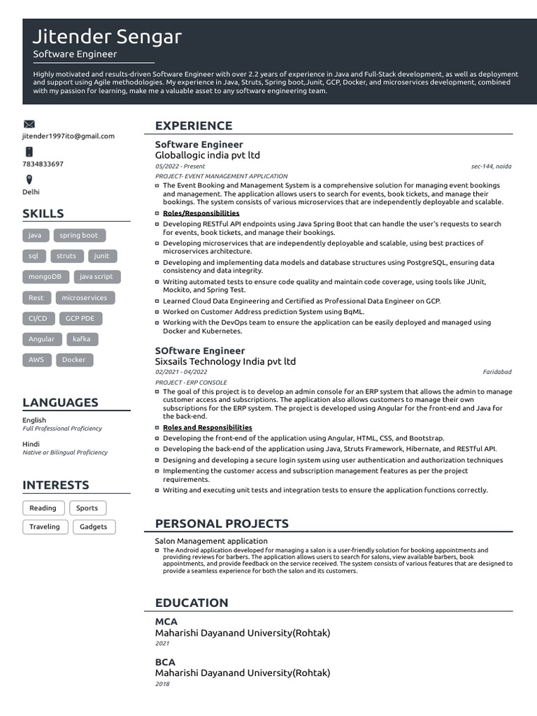 Jitender Sengar Resume | PDF