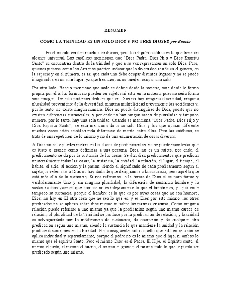 La Trinidad: Un Solo Dios en Tres Personas | PDF