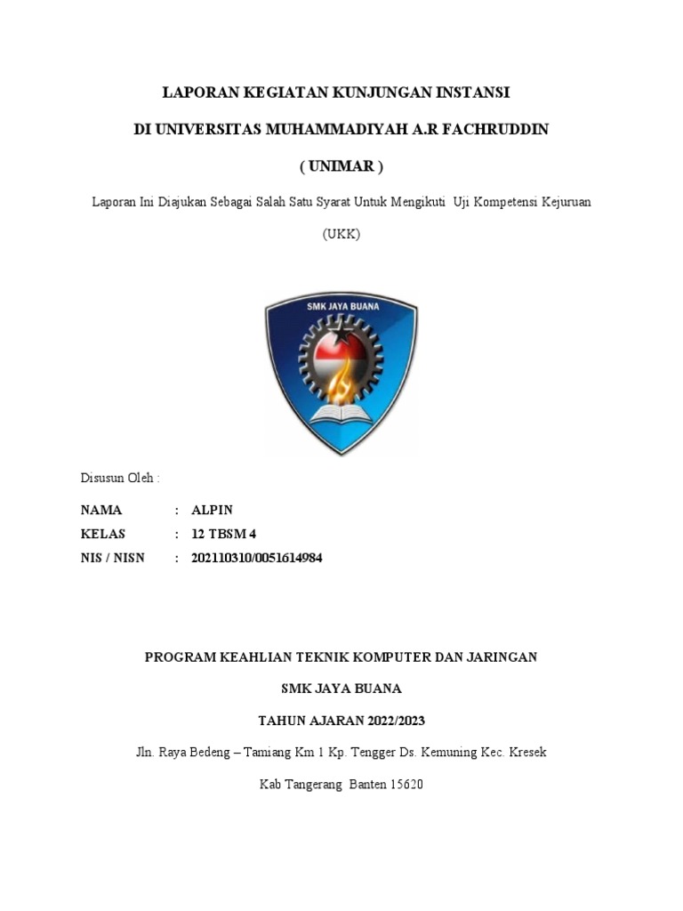 Laporan Alpin 12 TBSM 4 | PDF