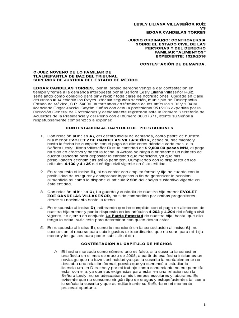 Conestación de Pensión Edgar Candelas | PDF