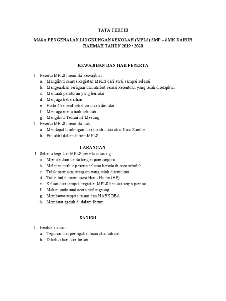 Tata Tertib MPLS | PDF