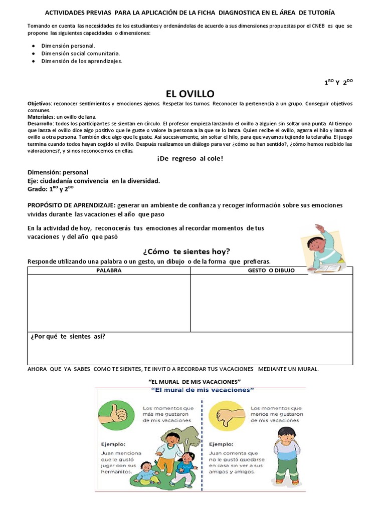 Ficha Diagnostica de Tutoria 1 y 2do Grado Sec | PDF