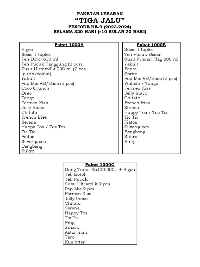 Paket Lebaran dan Sembako | PDF