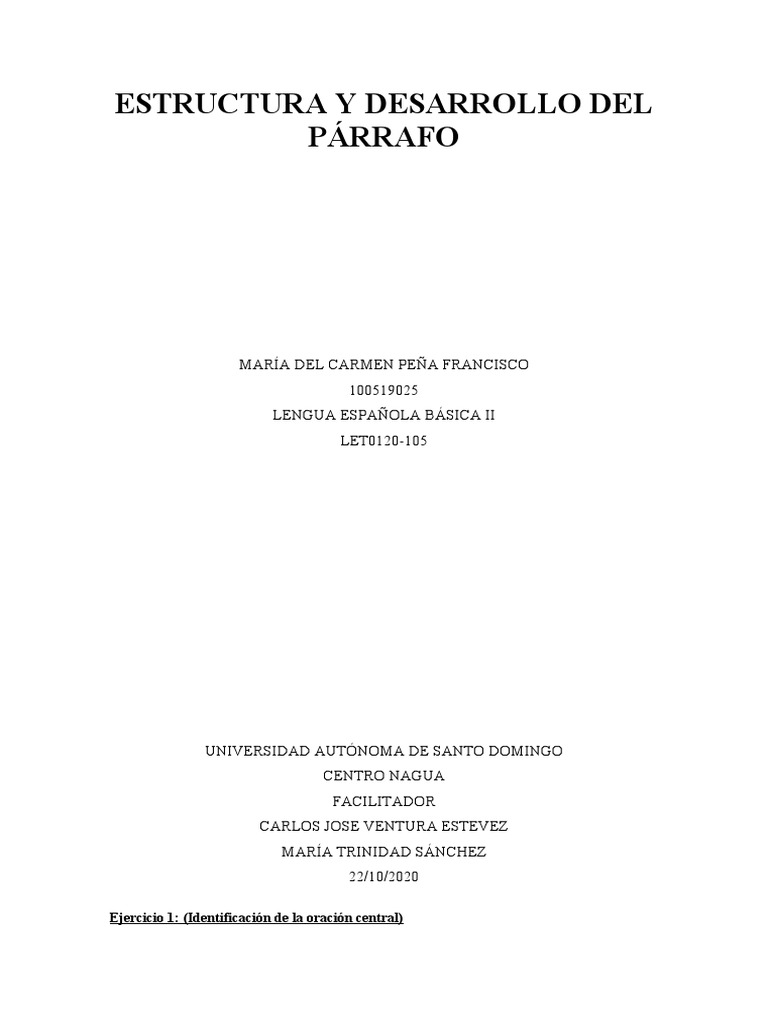 Ejercicios sobre la Estructura del Párrafo | PDF | Amor | Ensayos