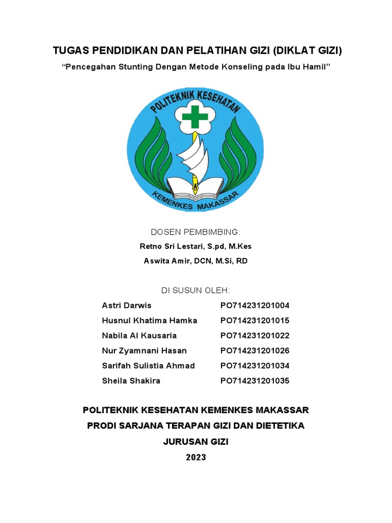 KLP 1 Tugas Pendidikan Dan Pelatihan Gizi | PDF | Kesehatan Holistik | Sains & Matematika