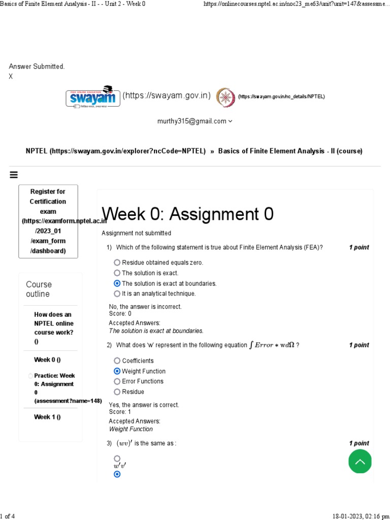 Basics of Finite Element Analysis - II - Unit 2 - Week 0 | PDF