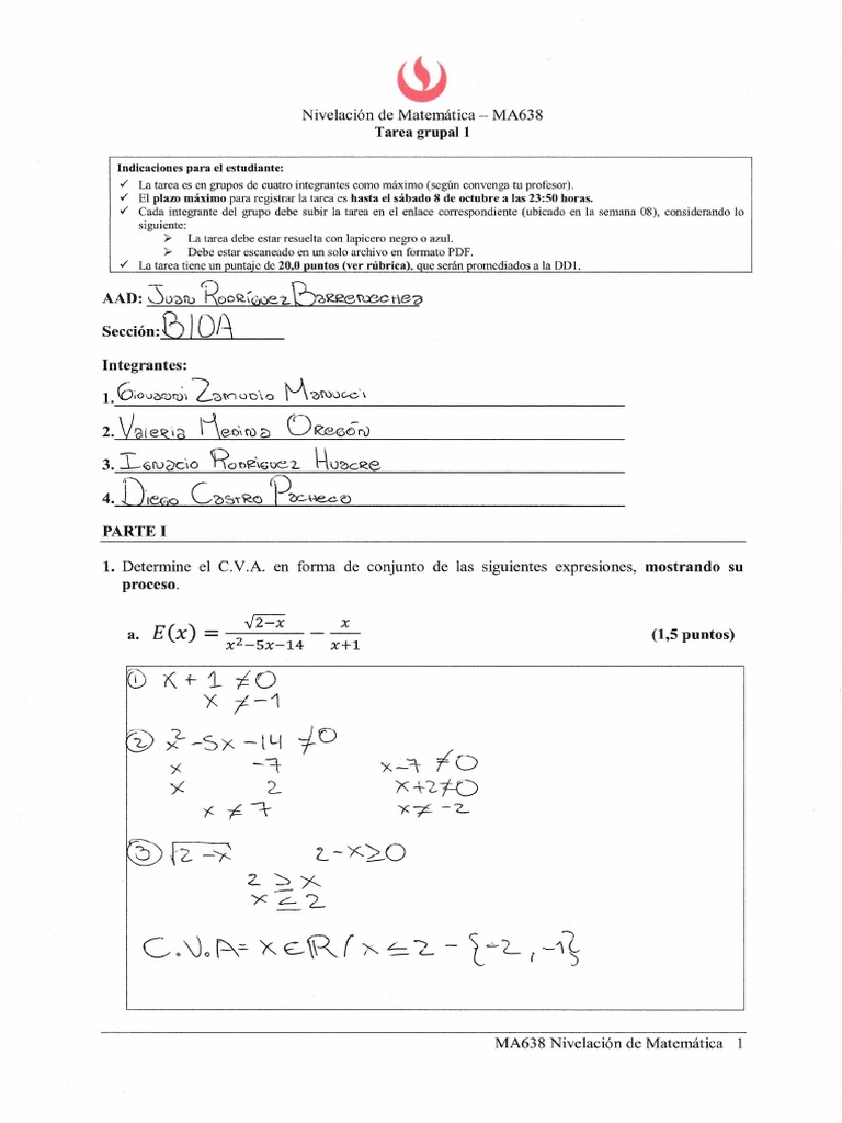 Tarea Grupal Matemática | PDF
