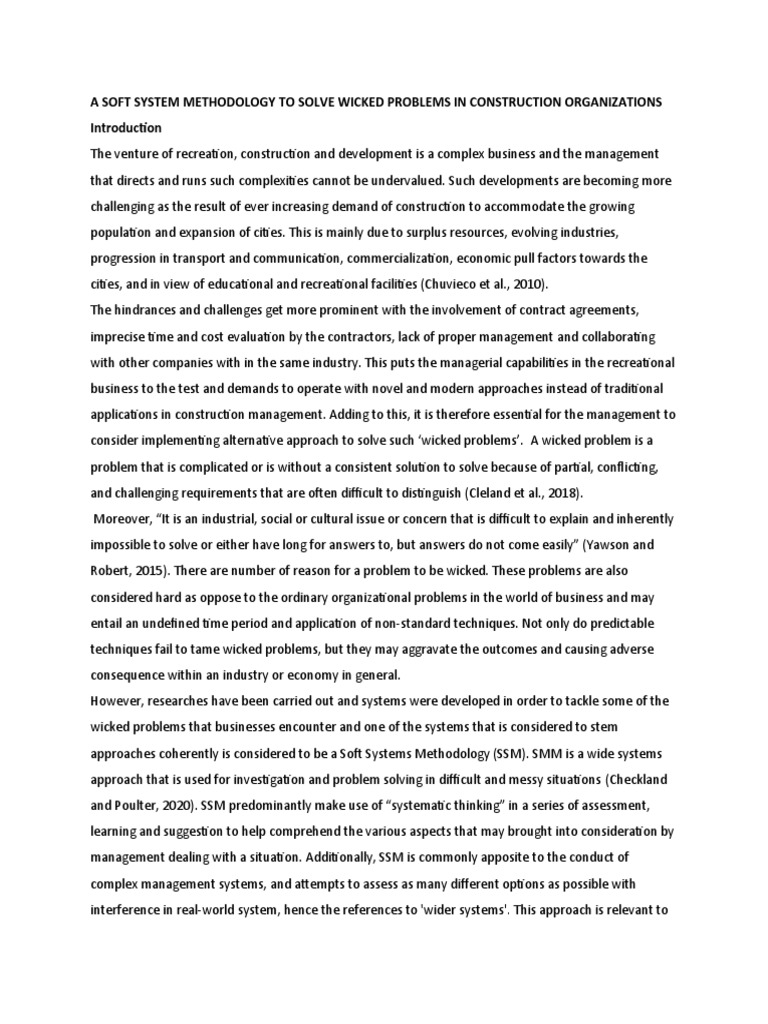 A Soft Systems Approach to Wicked Construction Problems | PDF | System ...