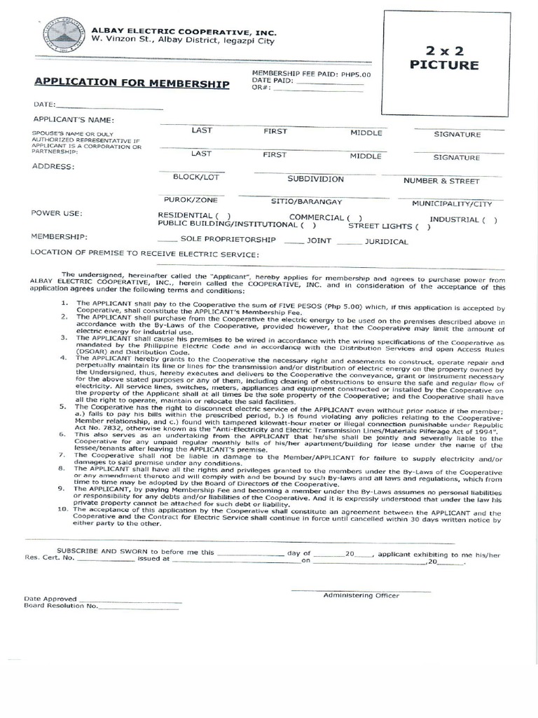ALECO MEMBERSHIP FORM (Complete) | PDF