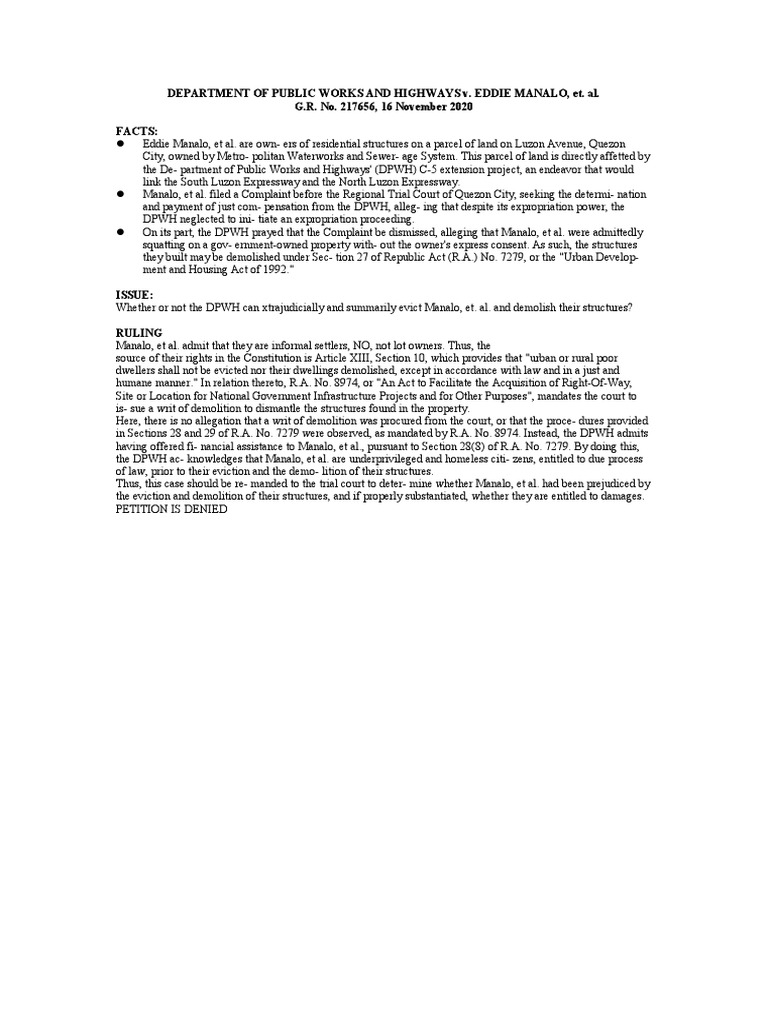 DPWH Vs Manalo | PDF