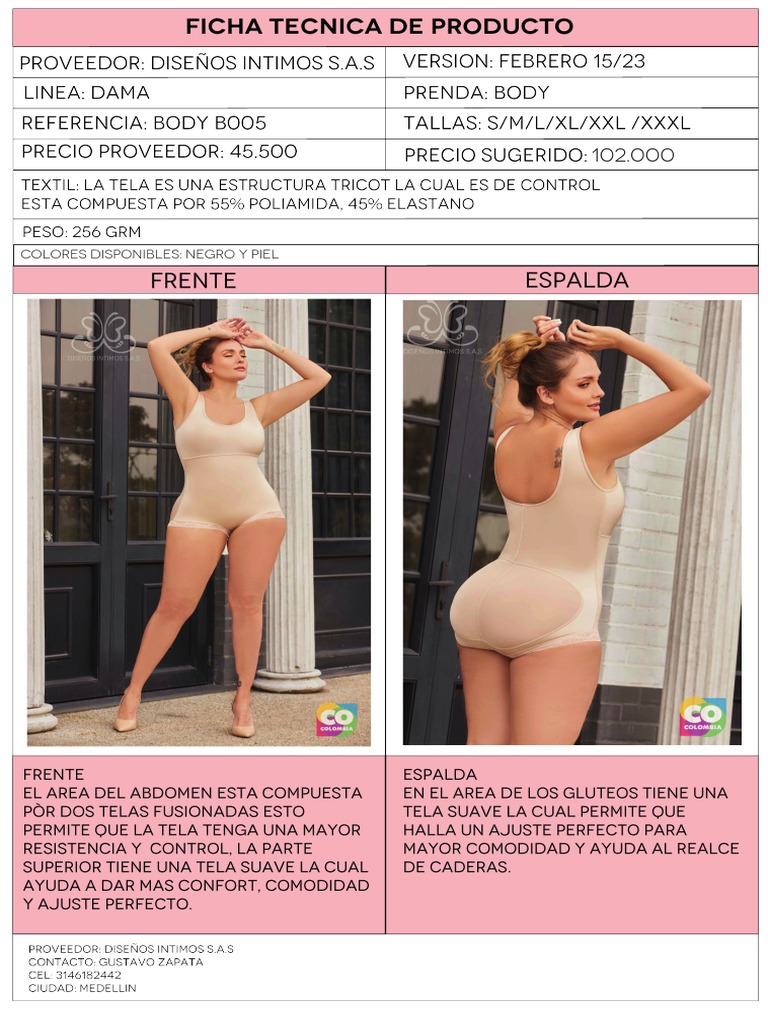Ficha Tecnica Completa de Body B005 | PDF Ficha Tecnica Completa de Body B005 | PDF