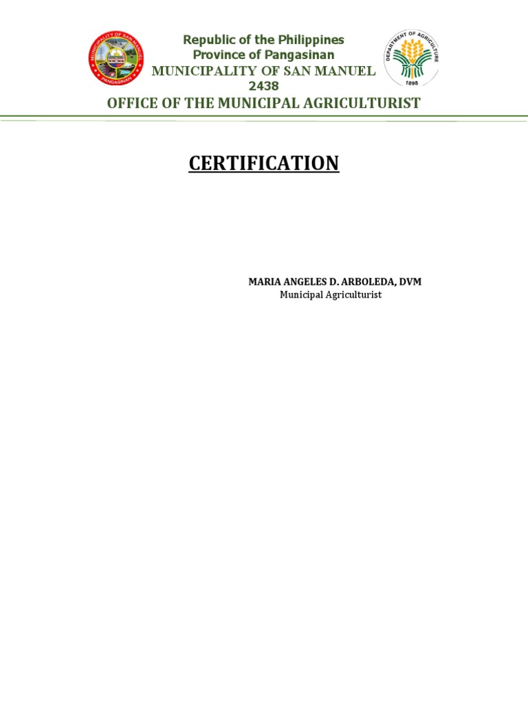 CERTIFICATION Farm Machineries | PDF