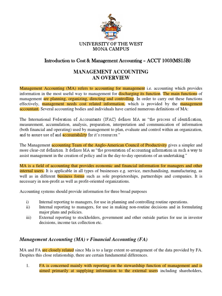 ACCT 1003 Summary Notes 1 | Download Free PDF | Accounting | Management ...