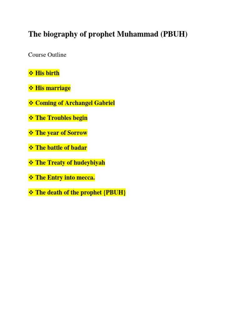 The Biography of Prophet SCW PDF | PDF | Muhammad | Life Of Muhammad