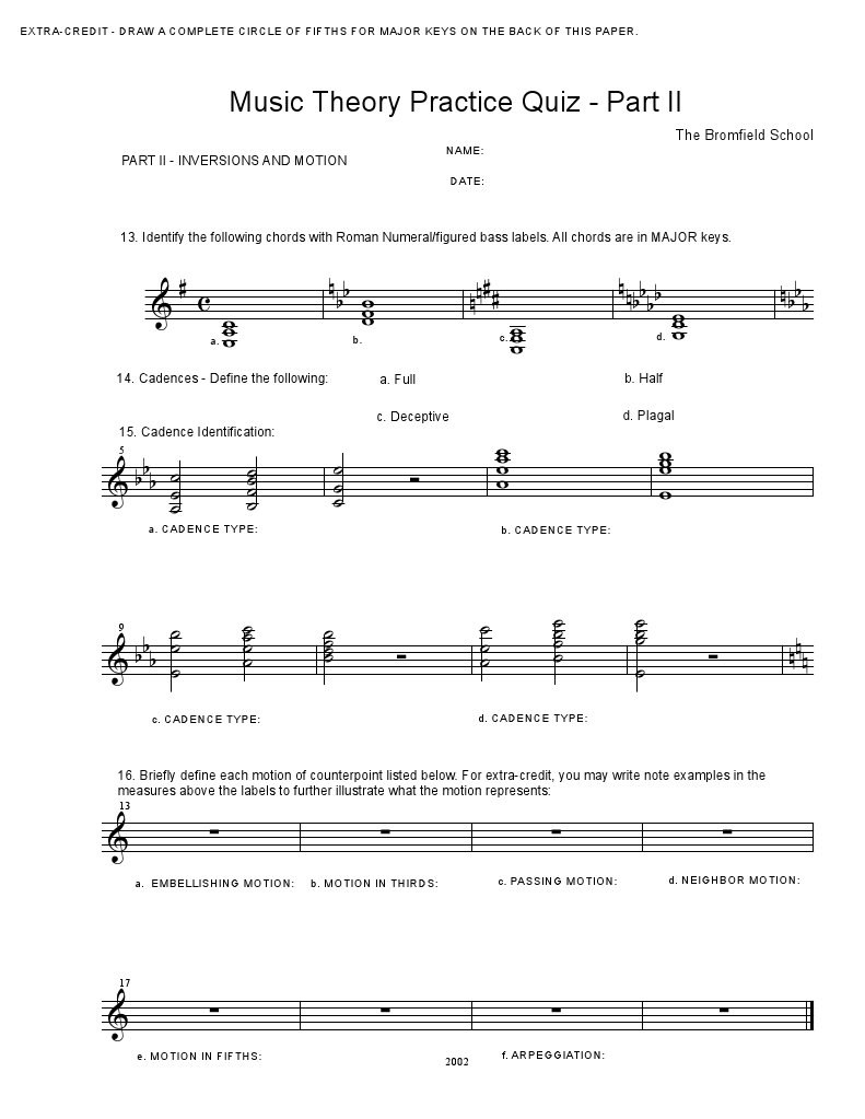 Music Theory Practice Quiz II | PDF | Art