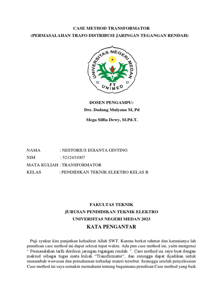 Case Method - Transformator - Nestorius Egianta Ginting - (5212431007 ...