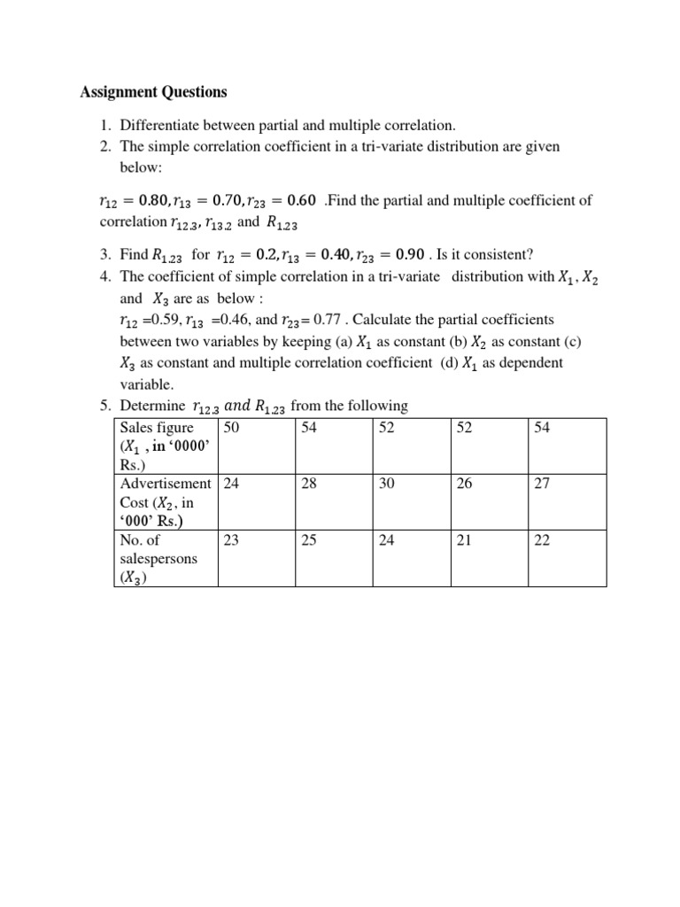 Partial and Multiple Correlation. | PDF
