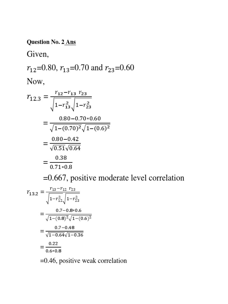 Partial and Multiple Correlation Solution | PDF