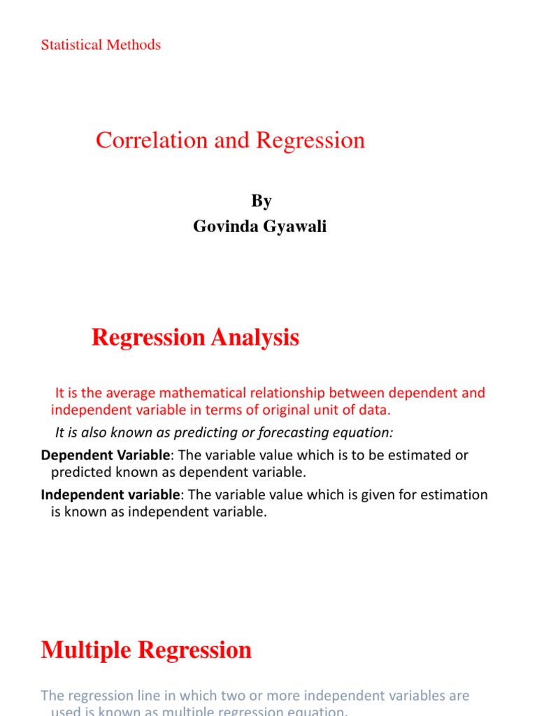 Statistical Methods for Correlation, Regression Analysis | PDF | Regression Analysis | Linear ...