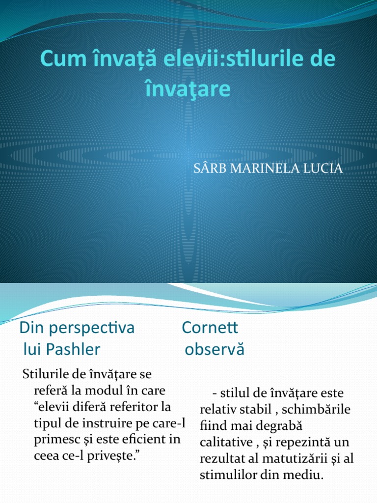 Ghidul Profesorului - Stiluri de Invatare | PDF