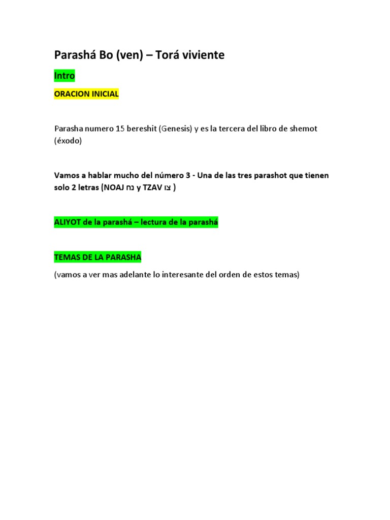 Parasha Bó torah viviente | PDF