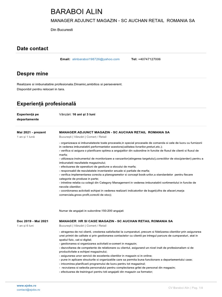 CV BARABOI ALIN Ro | PDF