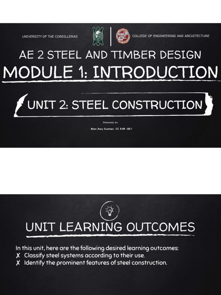 Ae 2 Module 1 Unit 2 (Steel Construction) | PDF | Civil Engineering | Physical Sciences