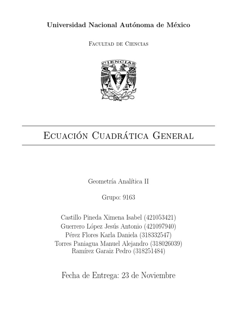 Geometr A Anal Tica II Ecuaci N Cuadr Tica General | PDF