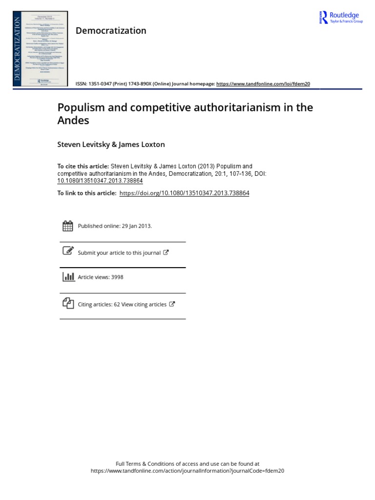 Levitsky and Loxton. Populism and Competitive Authoritarianism in The ...