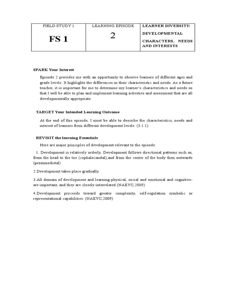 FS 1 Learning Episode 2 | PDF