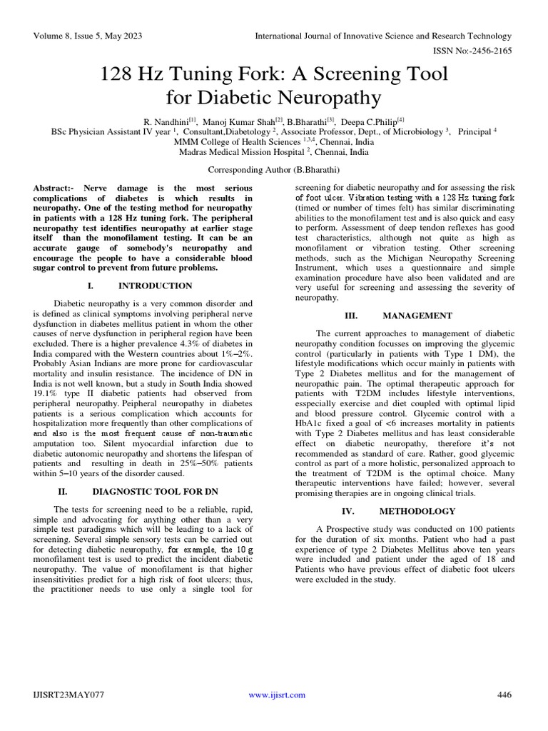 128 HZ Tuning Fork A Screening Tool For Diabetic Neuropathy | PDF ...