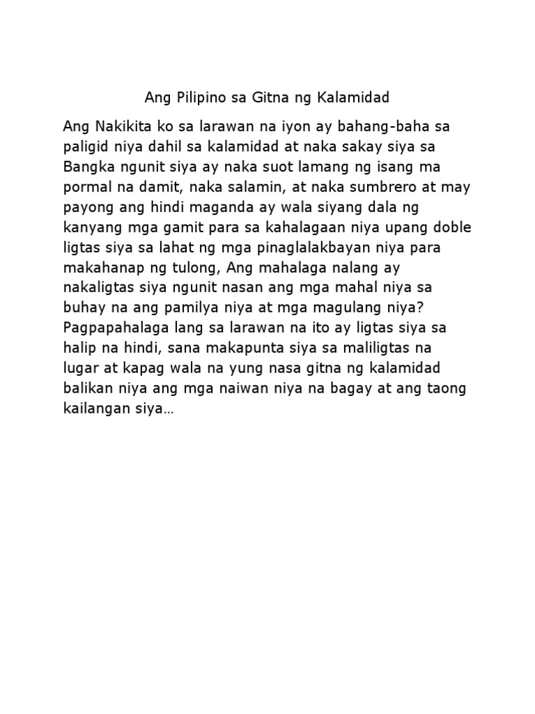 Ang Pilipino Sa Gitna NG Kalamidad | PDF