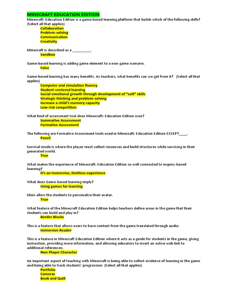 Minecraft Education Edition Key | PDF